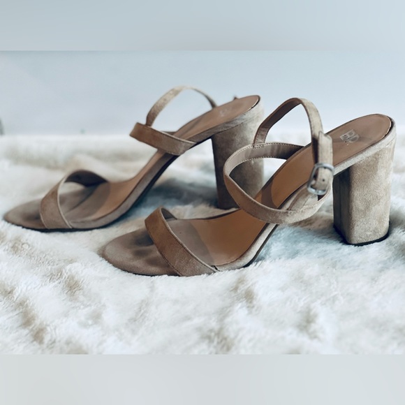 bp | Shoes | Bp Fair Condition Faux Suede Nude Sz 9 Strapped Block Heel ...